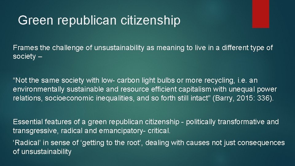 Conceptualising Environmental Citizenship A Green Republican Version John