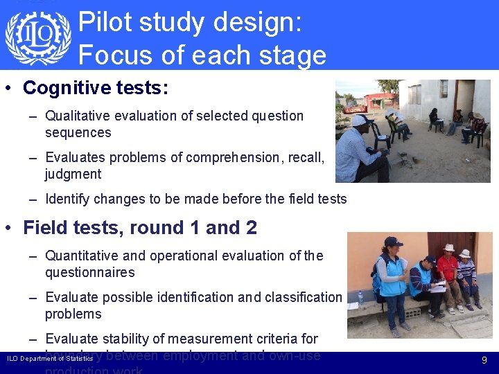 ILO Pilot Studies overview and main results Tite