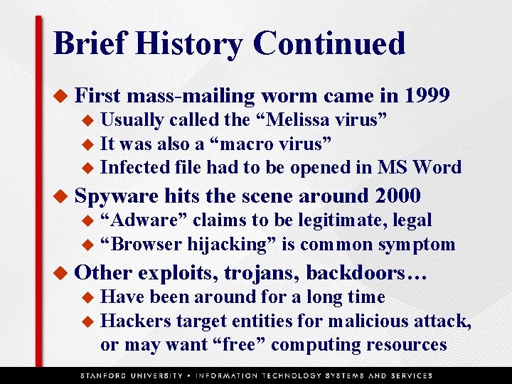 History of worm virus - statenet