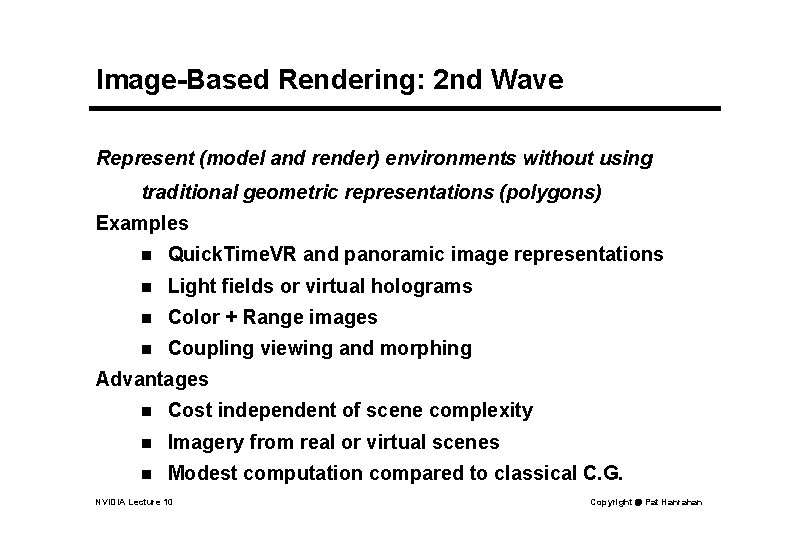 ImageBased Rendering 1 st Wave Definition Using images