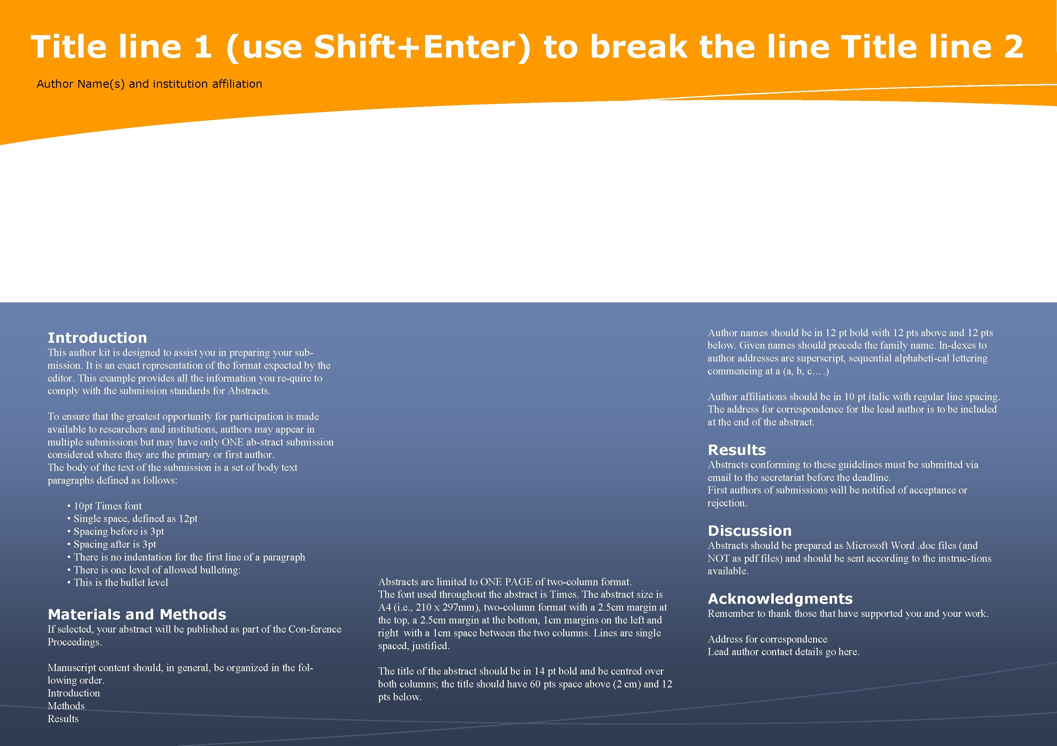 Title line 1 use ShiftEnter to break the