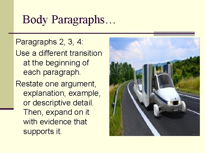How to Write Body Paragraphs Student Step by