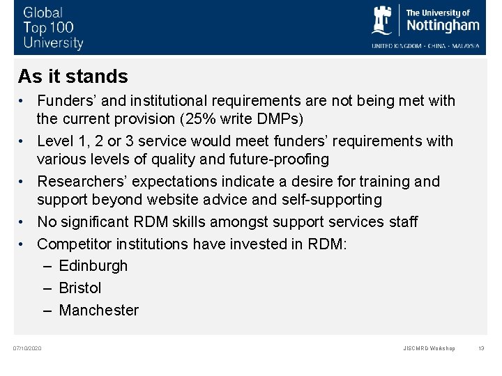 RDM Service Models Research Data Management at the