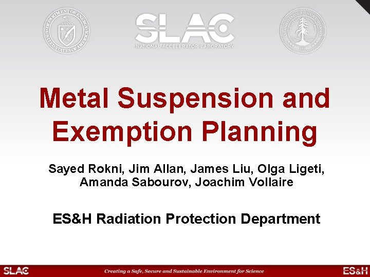 Metal Suspension and Exemption Planning Sayed Rokni Jim