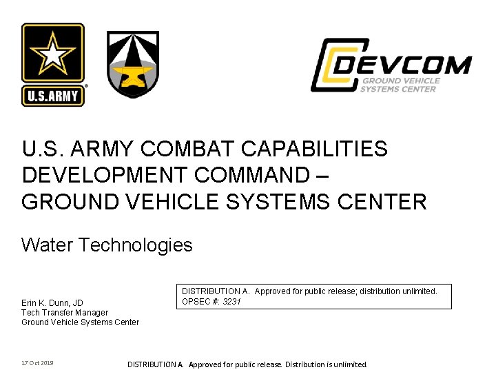 U S ARMY COMBAT CAPABILITIES DEVELOPMENT COMMAND GROUND