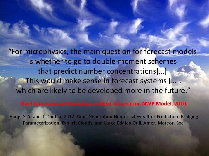 Double moment microphysics schemes for Numerical Weather Prediction