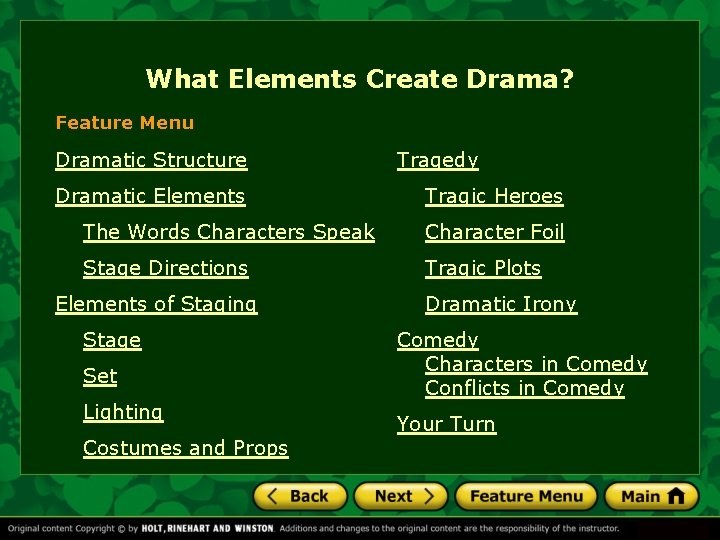 What Elements Create Drama Feature Menu Dramatic Structure