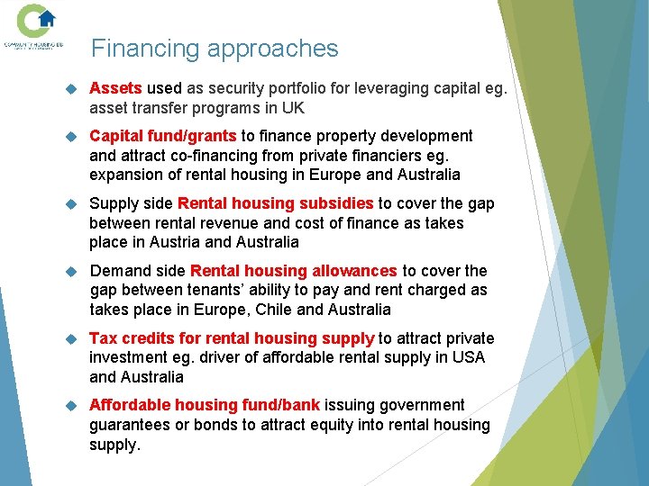 Finance for Rental Housing Steve Bevington Managing Director