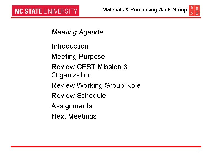 Materials Purchasing Work Group Meeting Agenda Introduction Meeting