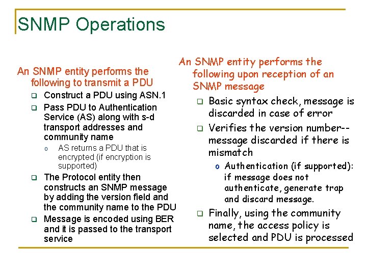 SNMPv 1 Communication and Functional Models These slides