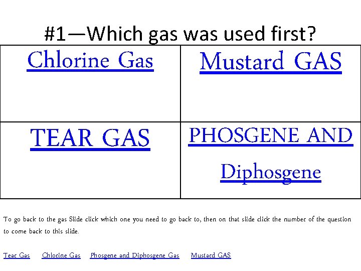 Chemical Warfare Chemical Warfare Four types Tear gases