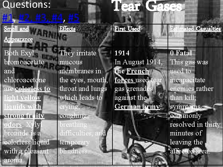 Chemical Warfare Chemical Warfare Four types Tear gases