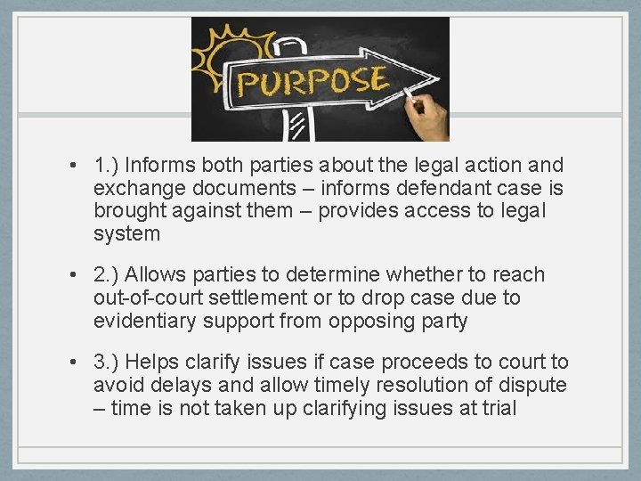 Pretrial procedures include Pleadings Discovery Directions Hearing In