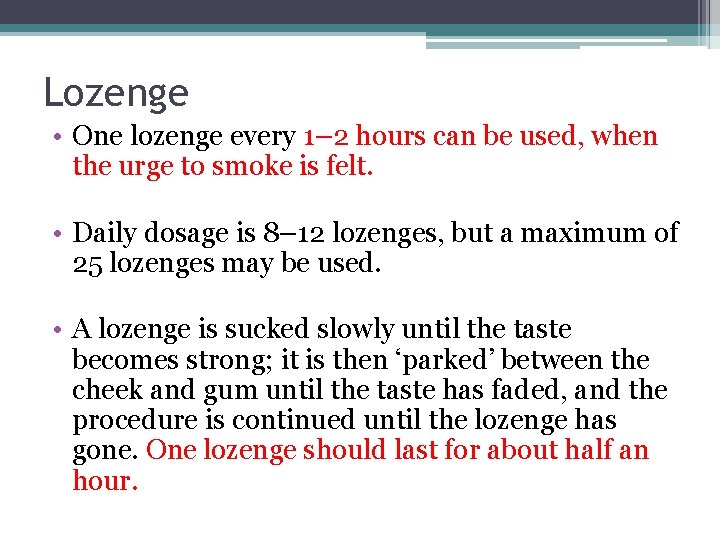 Smoking cessation aids Learning outcomes By the end