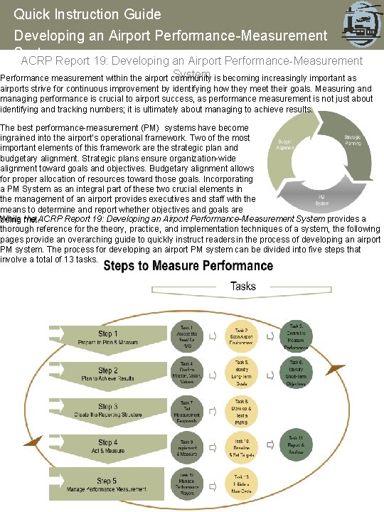Quick Instruction Guide Developing an Airport PerformanceMeasurement System