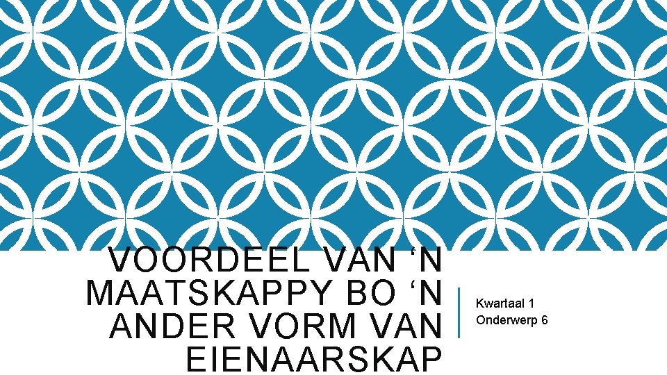 VOORDEEL VAN N MAATSKAPPY BO N ANDER VORM