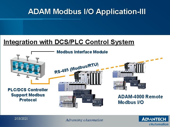 ADAM4000 Modbus IO Applications Channels Mark Lin e