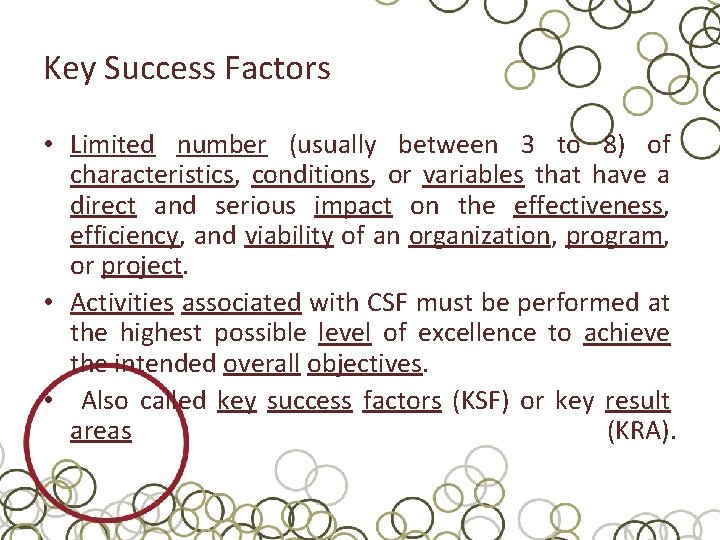 Module 1 Content Key success factors Driving force