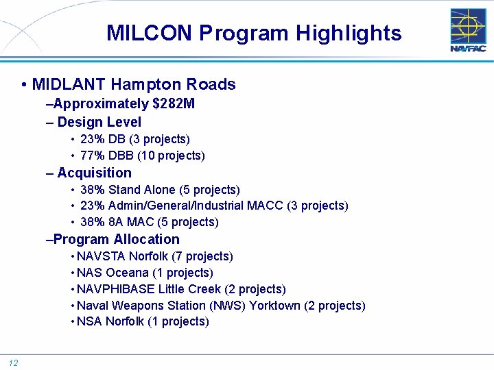 NAVFAC MIDLANT Naval Facilities Engineering Command MidAtlantic Workload
