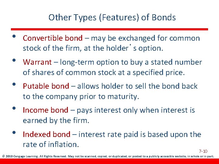 Chapter 7 Bonds and Their Valuation Key Features