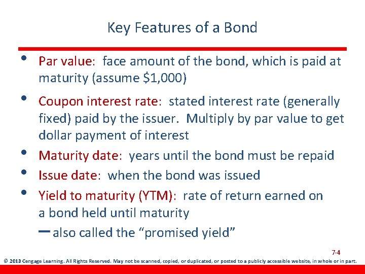 Chapter 7 Bonds and Their Valuation Key Features