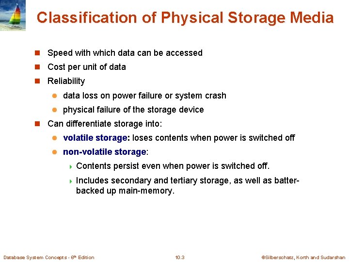 Chapter 10 Storage and File Structure Database System