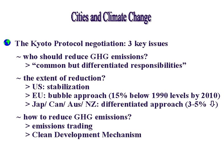 Urban responses to climate change Fred Lee Department