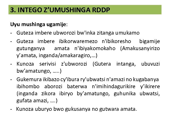 RREPUBULIKA YU RWANDA AGRICULTURE AND ANIMAL RESOURCES DEVELOPMENT