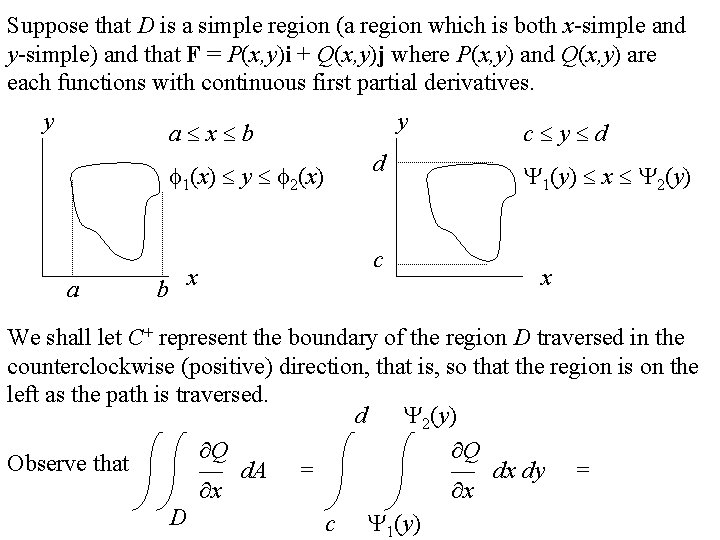 Suppose that D is a simple region a