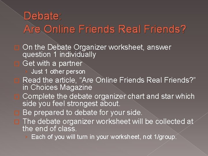 Social Media Creating your online identity Cyber Dilemmas