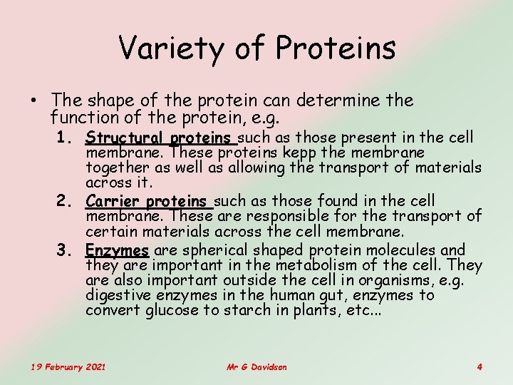 National 5 Proteins Enzymes G r M on