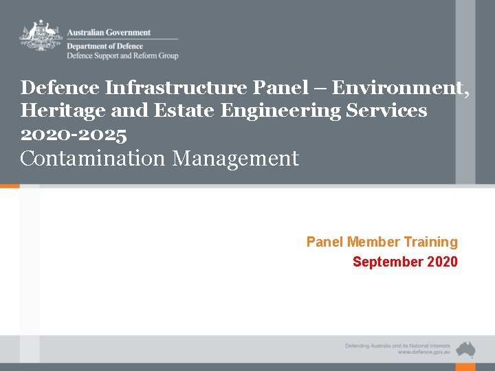 Defence Infrastructure Panel Environment Heritage and Estate Engineering