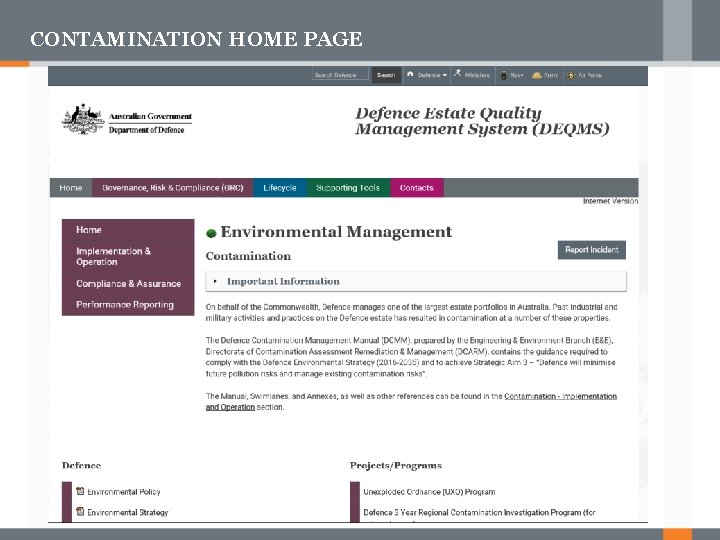 Defence Infrastructure Panel Environment Heritage and Estate Engineering