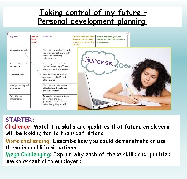 Taking control of my future Personal development planning