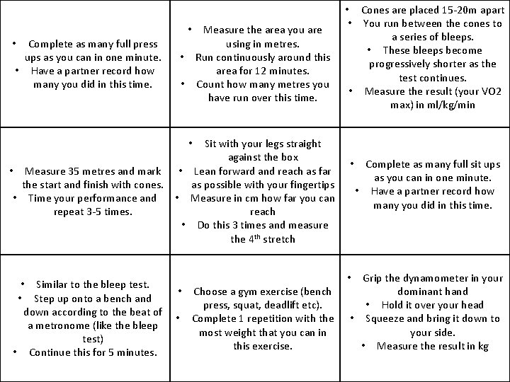 Multi Stage Fitness Test Cooper Run 1 minute