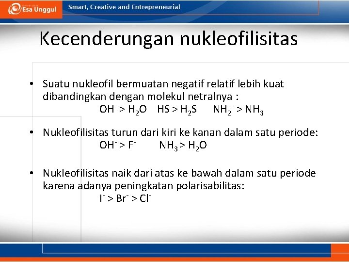 Alkil Halida Reaksi Substitusi Nukleofilik dan Eliminasi PERTEMUAN