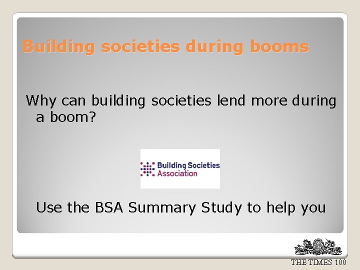 Business cycle Use in conjunction with the Building