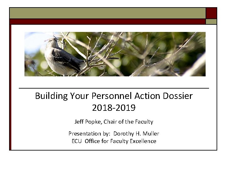 Building Your Personnel Action Dossier 2018 2019 Jeff