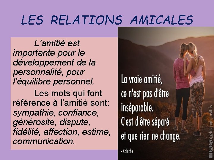 LES RELATIONS AMICALES ELEV POPA EVELINAMARIA Clasa a