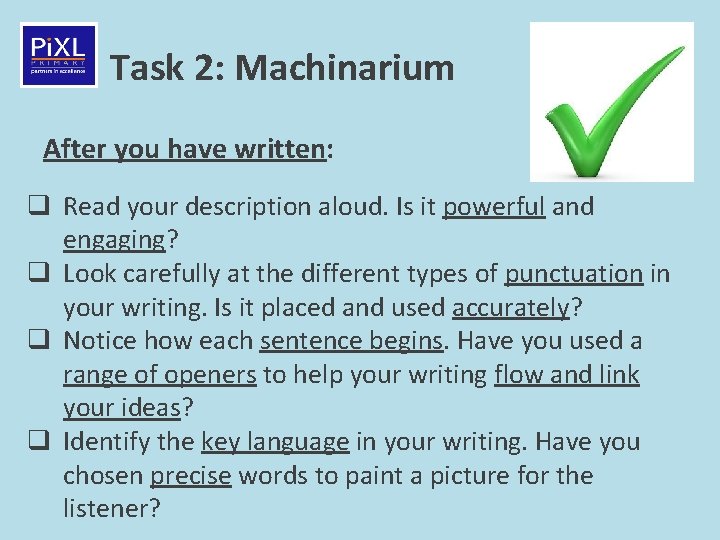 Year 3 Diagnostic Writing tasks Opportunities to identify