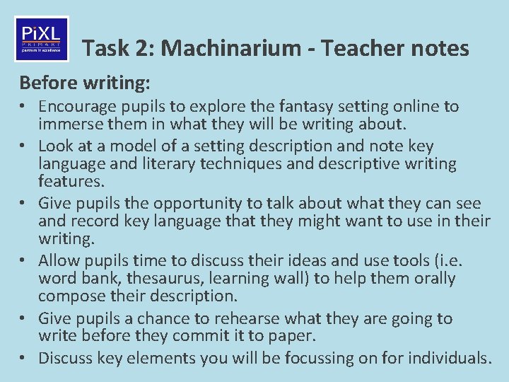 Year 3 Diagnostic Writing tasks Opportunities to identify