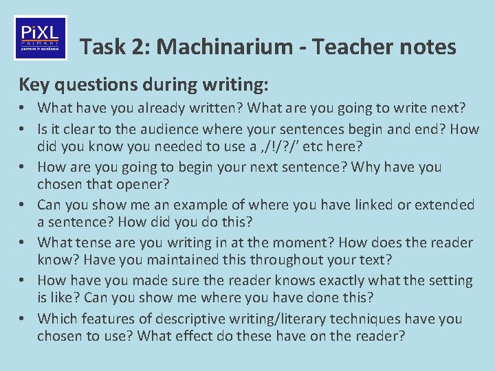 Year 3 Diagnostic Writing tasks Opportunities to identify
