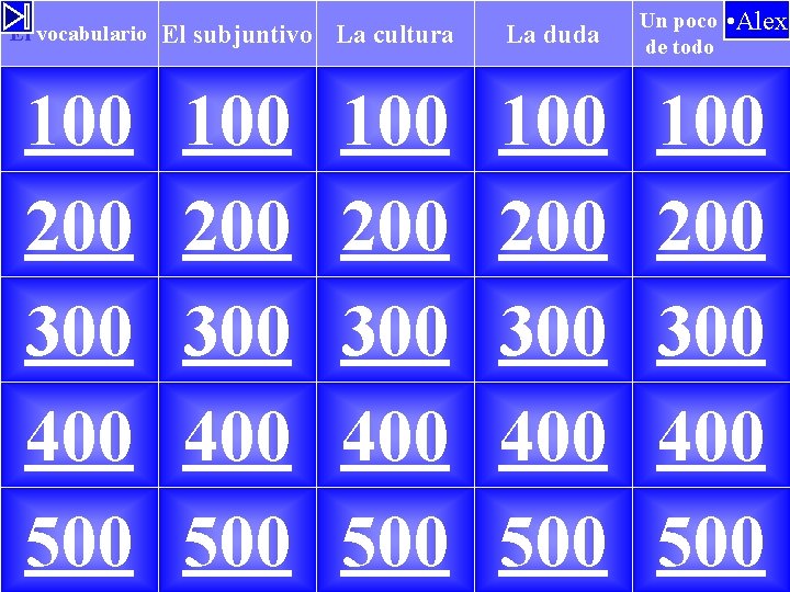 El vocabulario 100 200 300 400 500 El