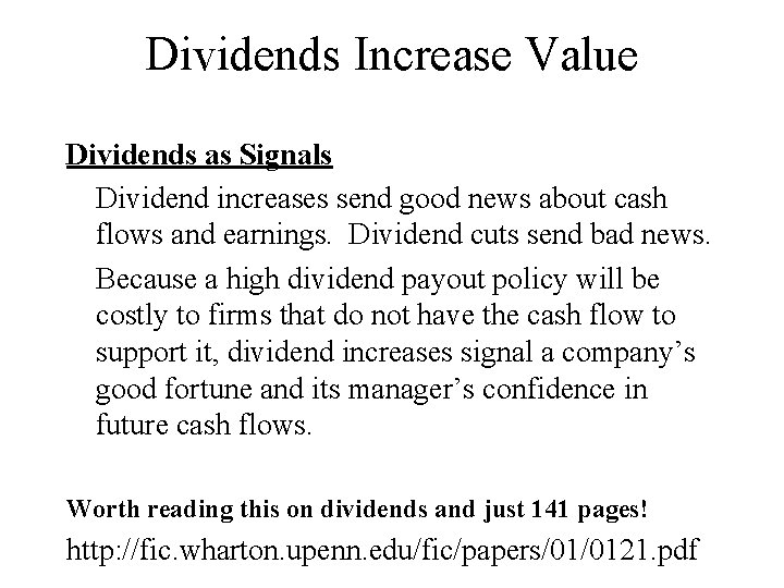 The Dividend Decision Lintners Stylized Facts How Dividends