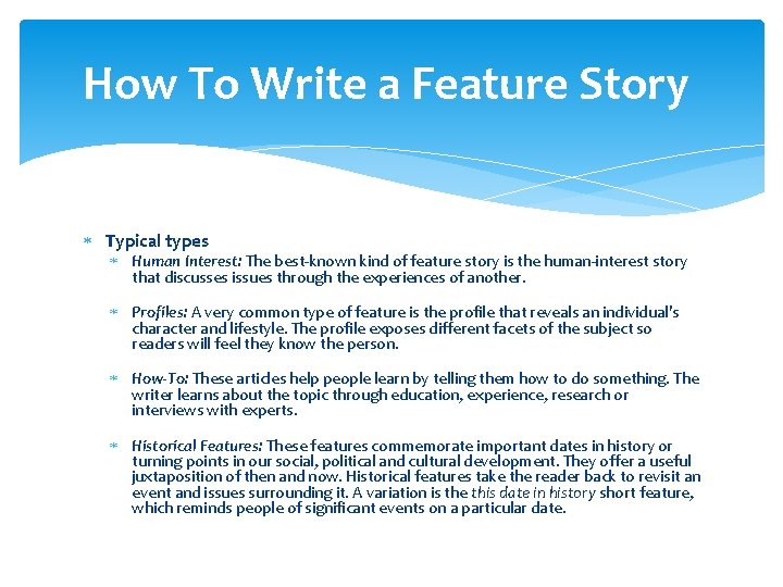 Hard News vs Feature Story MCOM 101 Intro