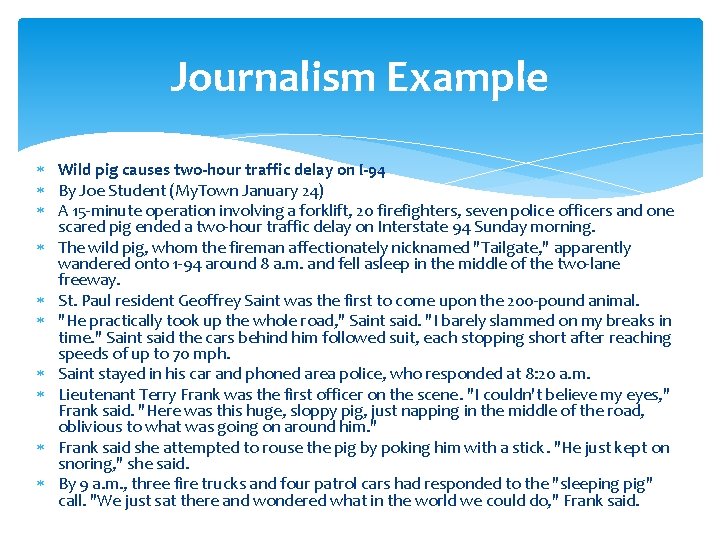 Hard News vs Feature Story MCOM 101 Intro