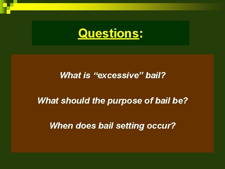 Chapter Eleven Bail The right to bail is