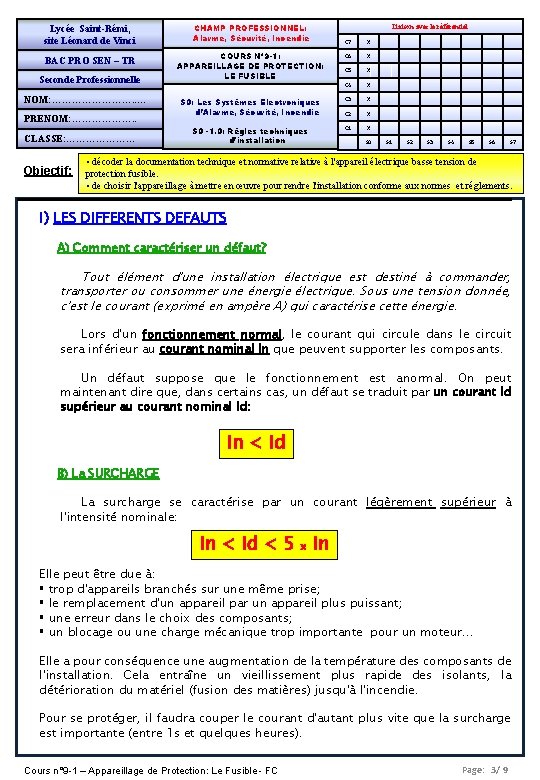 FICHE DE PREPARATION DUNE SEQUENCE DE COURS BAC