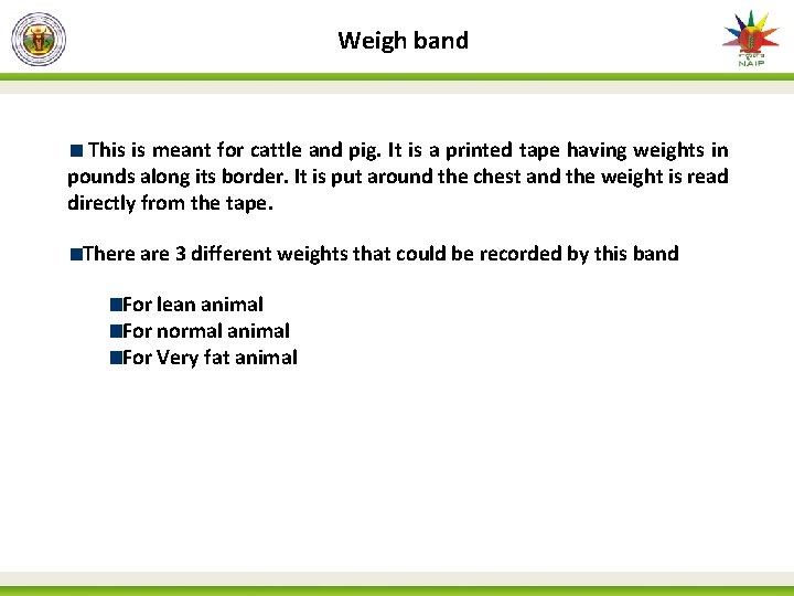 Weighing of farm animals Introduction Measurement of height
