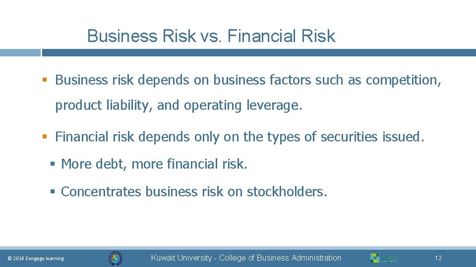 Chapter 14 Capital Structure and Leverage Business vs